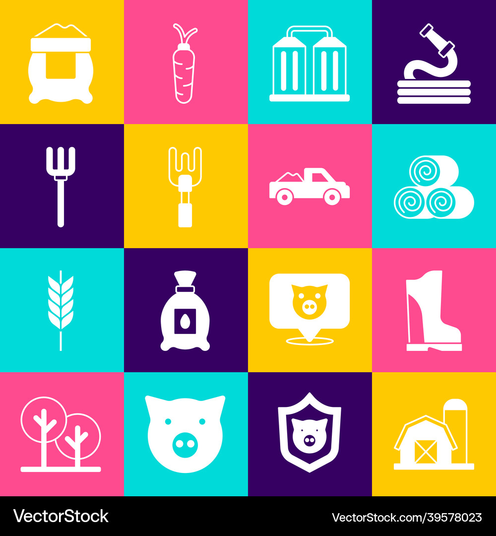 Set farm house waterproof rubber boot roll hay Vector Image