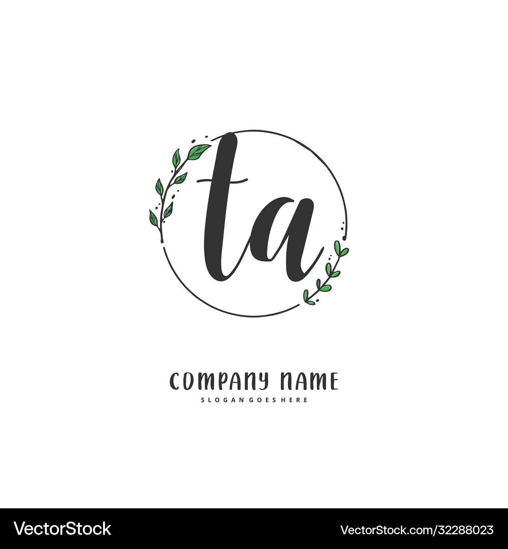 T a ta initial handwriting and signature logo Vector Image