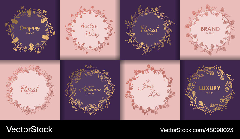 Wedding monograms and floral border design Vector Image