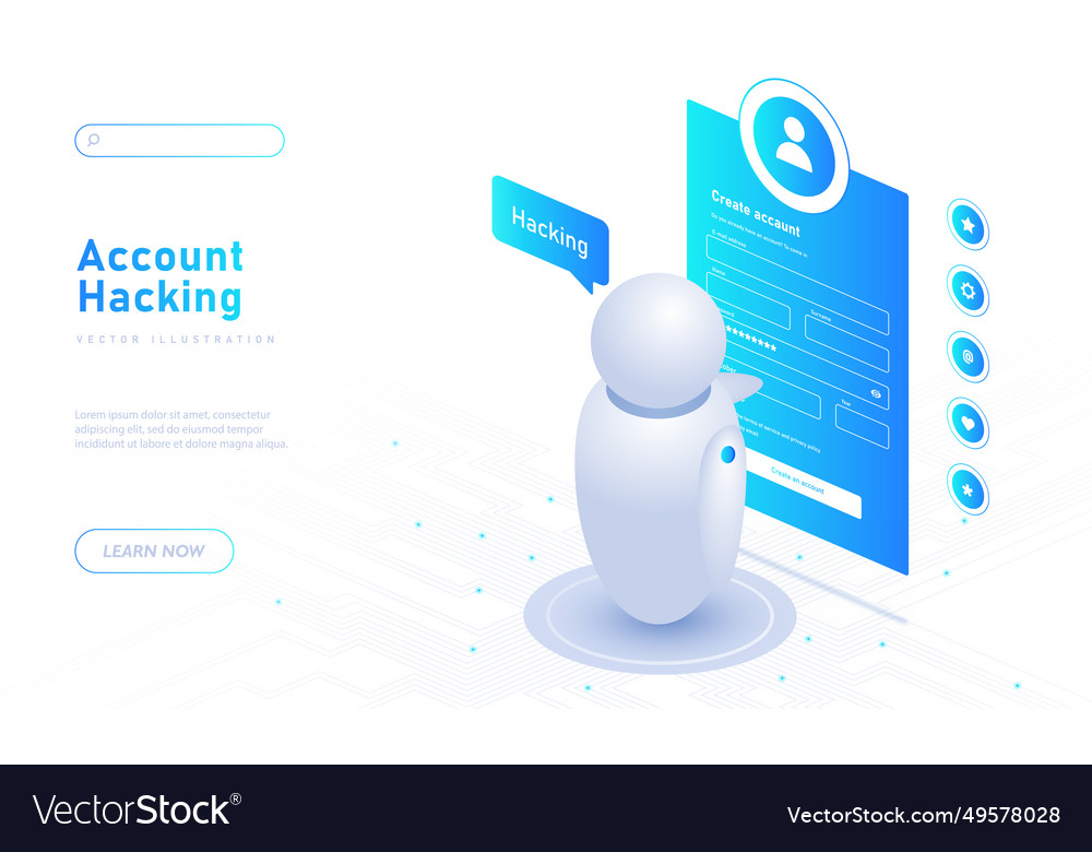 Account hacking white poster Royalty Free Vector Image