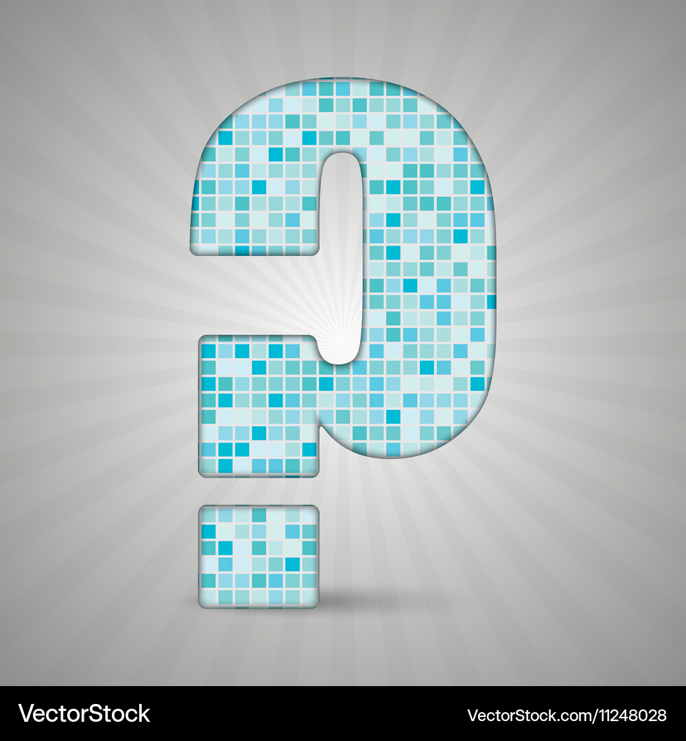 Alphabet blue tile figure letter and sing Vector Image