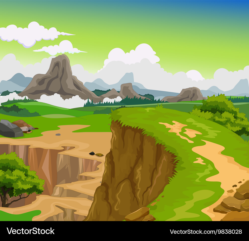 Beauty cliff with mountain landscape background Vector Image