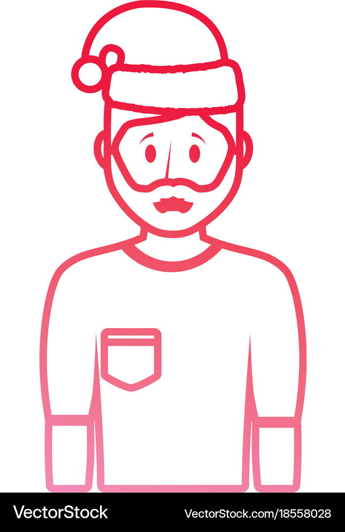 Cartoon man with christmas hat icon Royalty Free Vector
