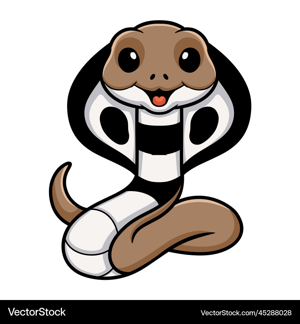 Cute indian king cobra cartoon Royalty Free Vector Image