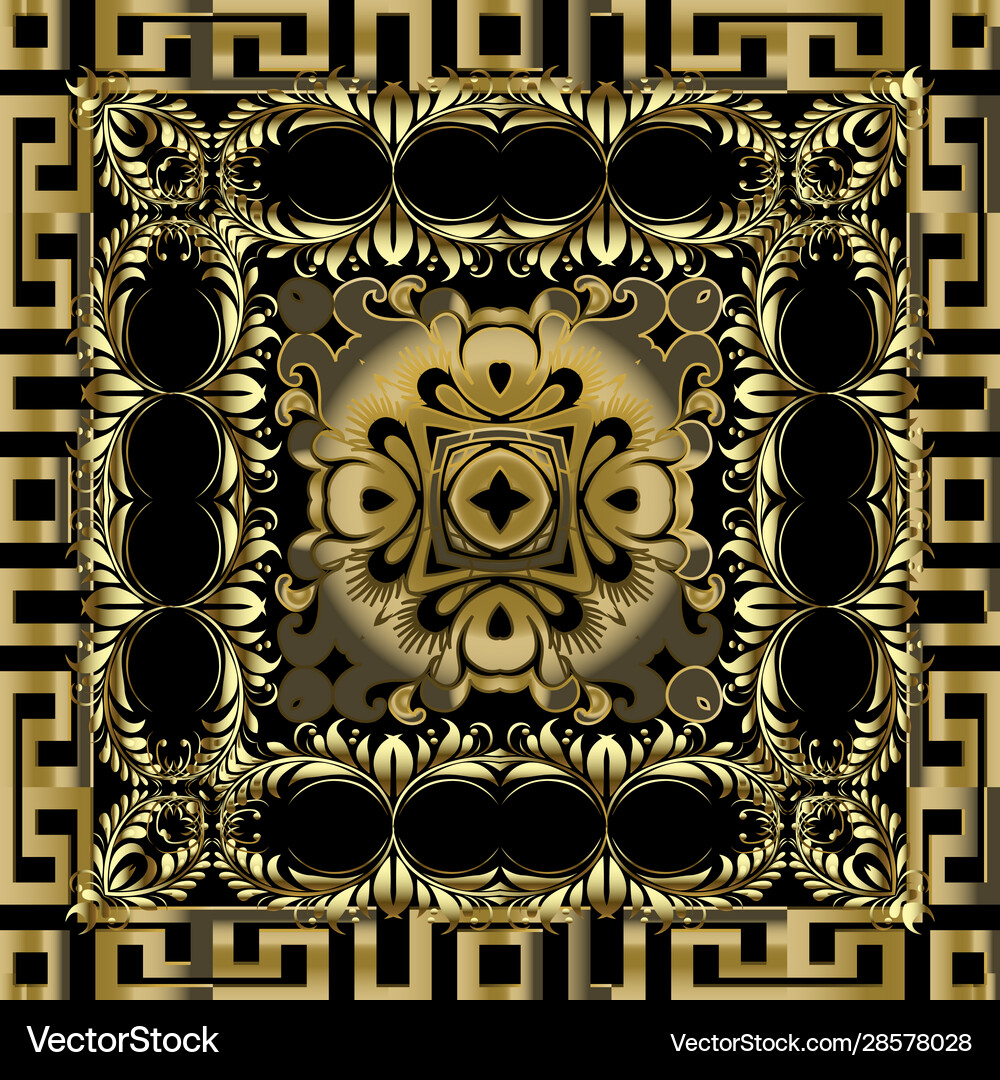 Floral greek colorful 3d seamless pattern Vector Image
