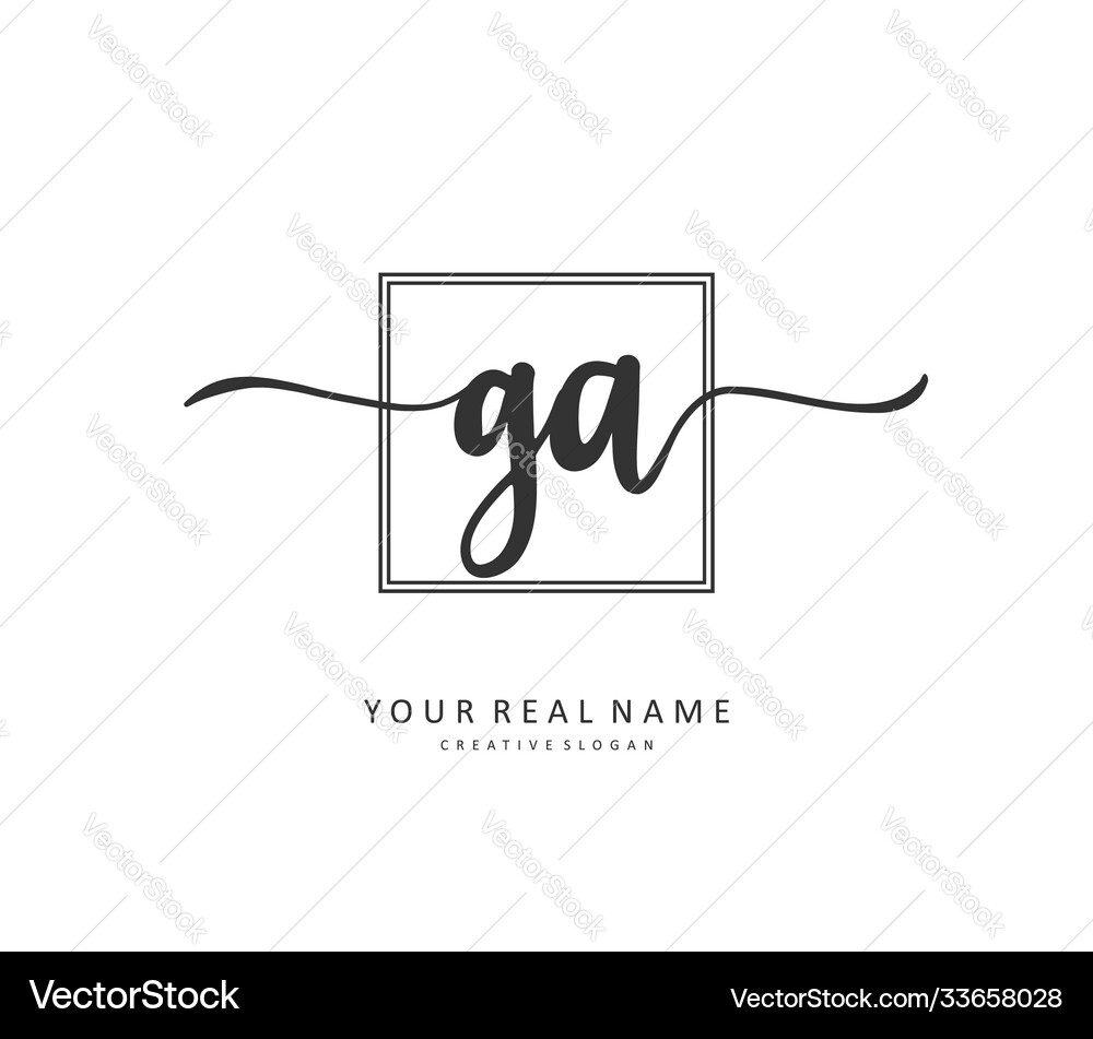 G a ga initial letter handwriting and signature Vector Image
