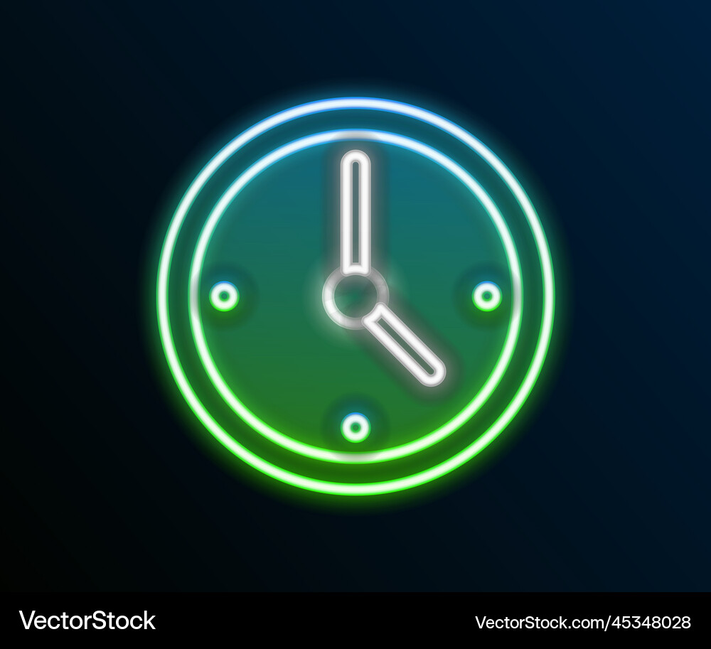 Glowing neon line clock icon isolated on black Vector Image
