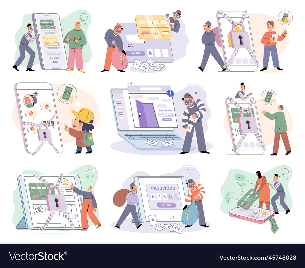 Hacker activity big set hacking computer Vector Image