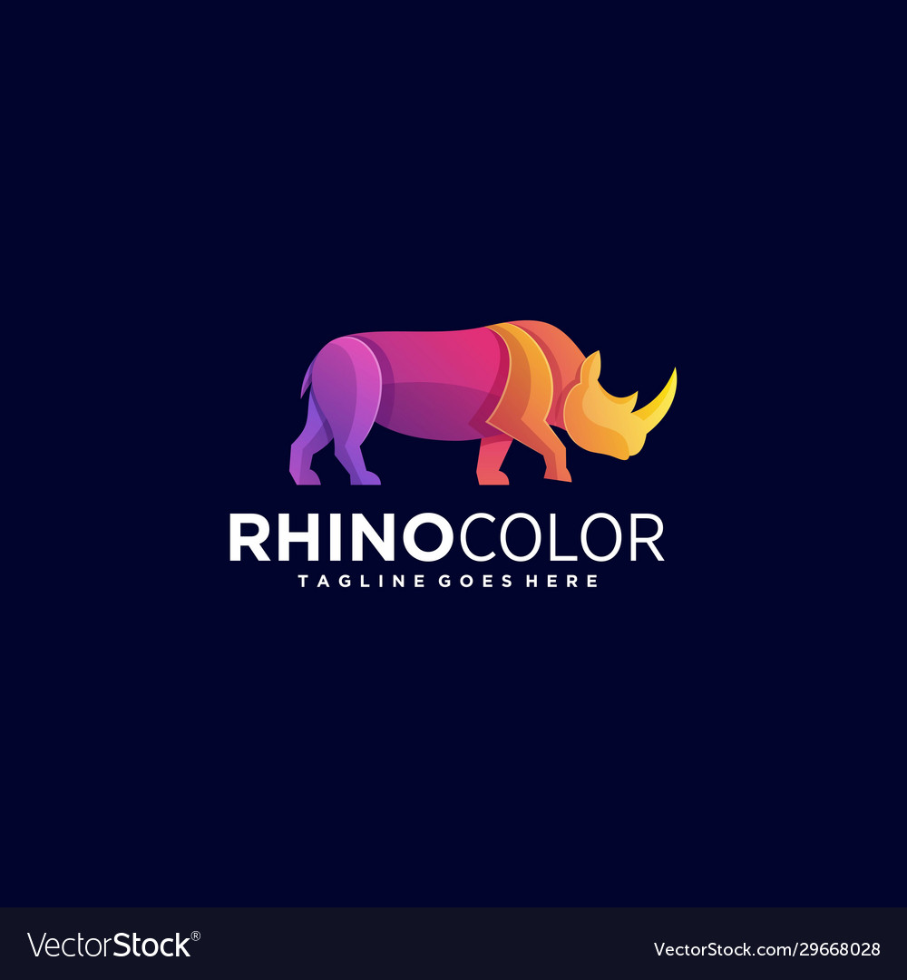 Logo rhino pose gradient colorful style Royalty Free Vector