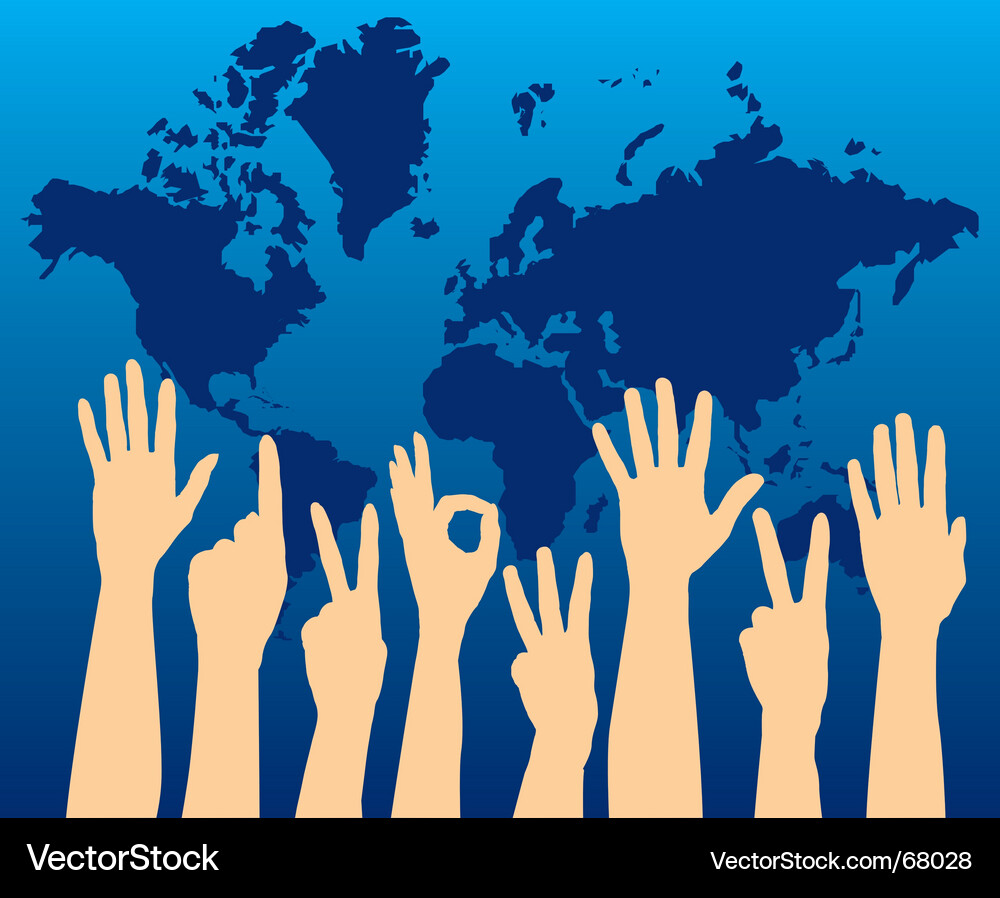 Map with hands Royalty Free Vector Image - VectorStock