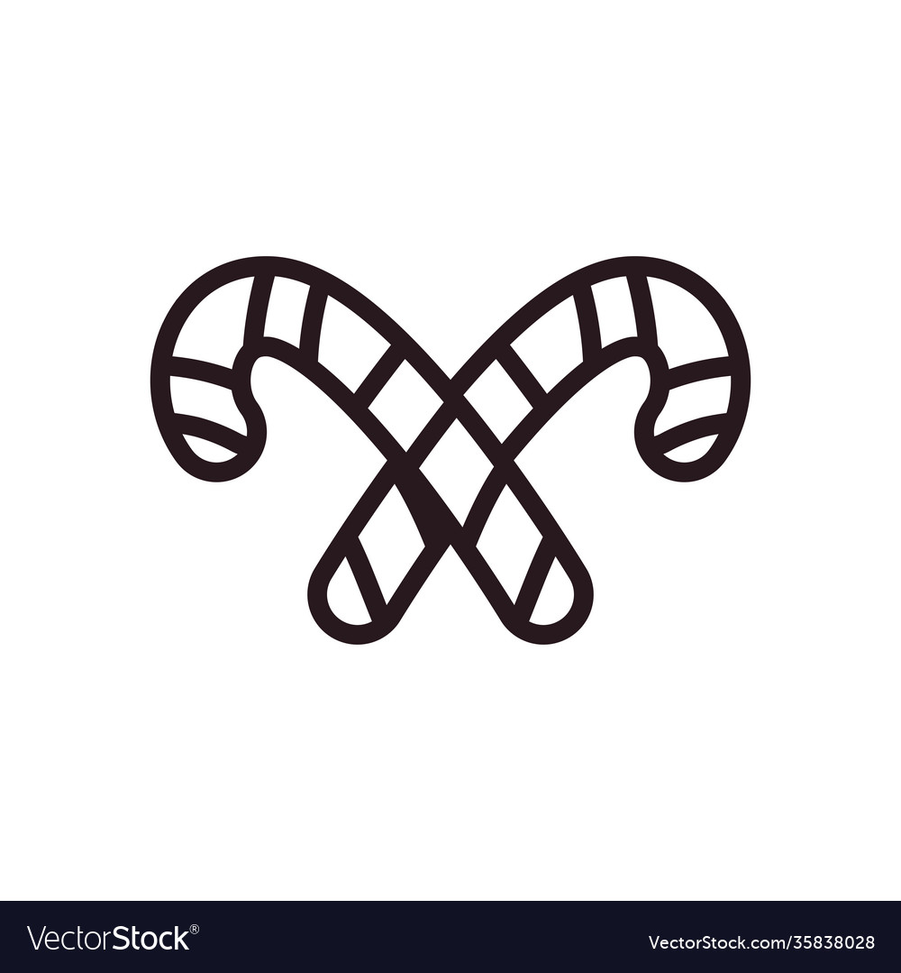 Merry christmas candy canes line style icon Vector Image