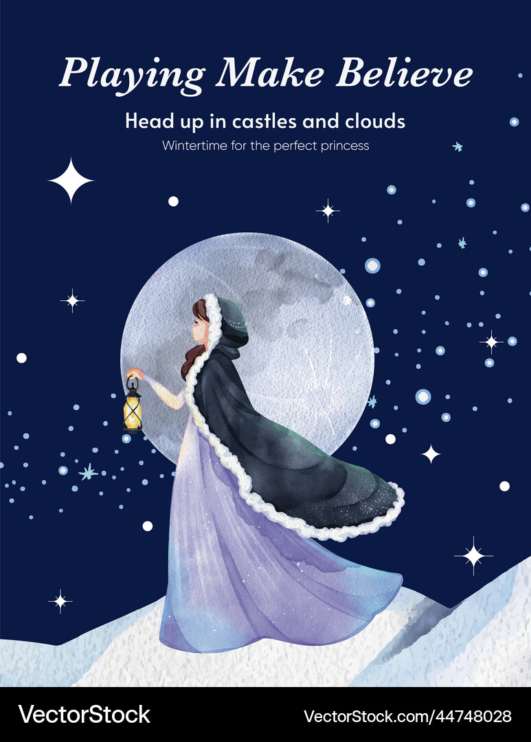 Poster template with prince winter fantasy Vector Image