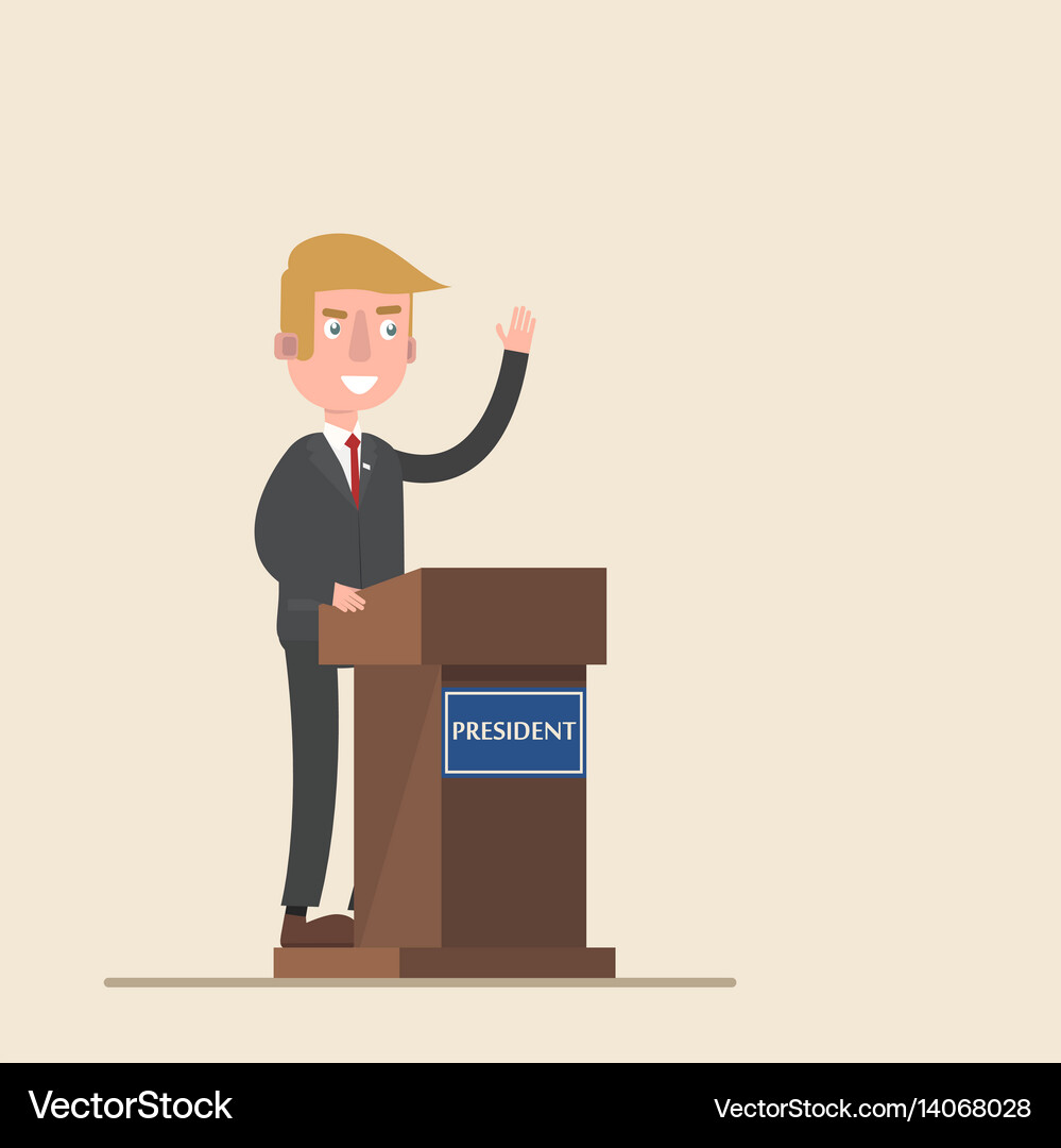 President stands on podium forty-five Royalty Free Vector