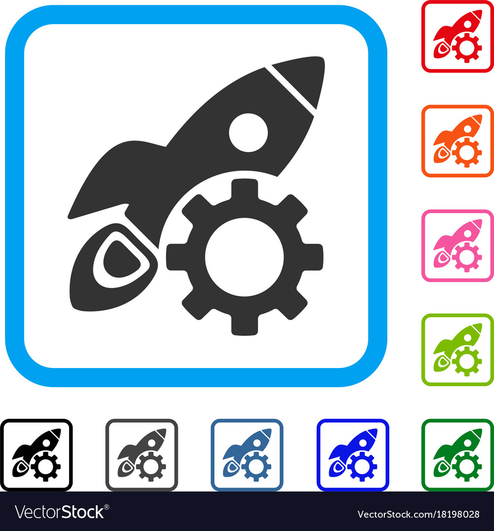 Rocket development framed icon Royalty Free Vector Image