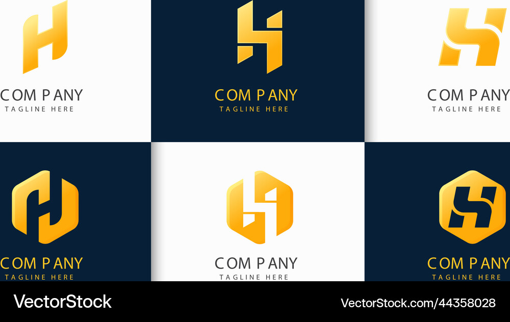 Set of creative letter h logo design template Vector Image