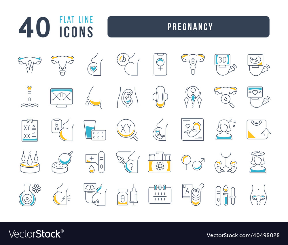 Set Of Linear Icons Of Pregnancy Royalty Free Vector Image