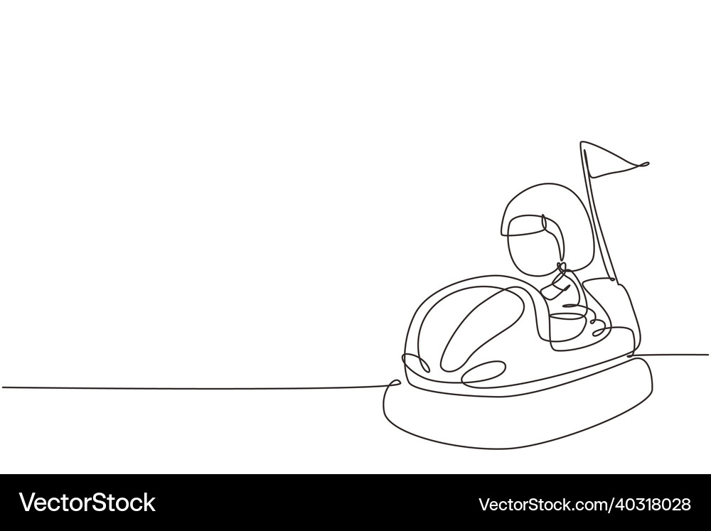 Single continuous line drawing cute little girl Vector Image