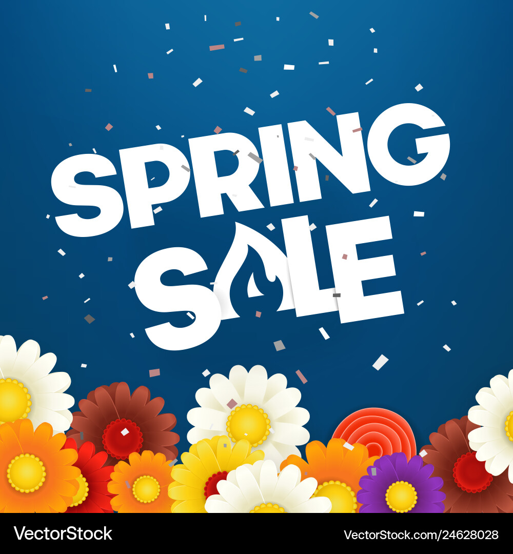 Spring sale banner photoreal Royalty Free Vector Image