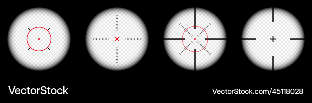 Weapon sights sniper rifle optical scope on black Vector Image