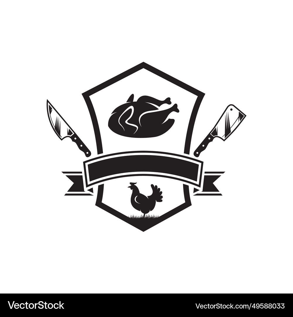 Butcher chicken logo with knife concept Royalty Free Vector
