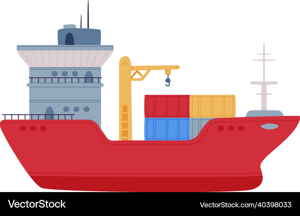 Cargo ship or freighter as watercraft swimming Vector Image