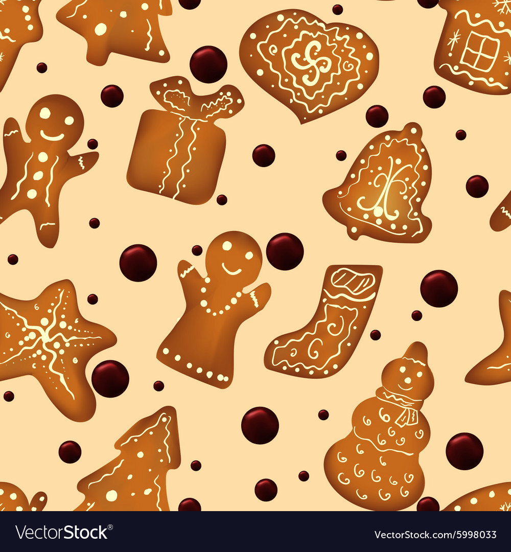 Christmas gingerbread seamless pattern Royalty Free Vector