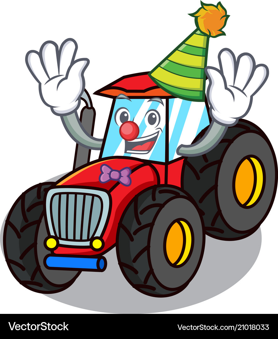Clown tractor mascot cartoon style Royalty Free Vector Image