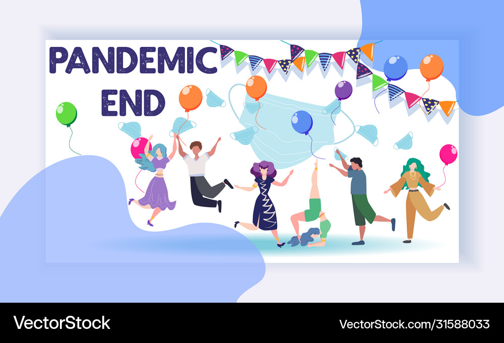 Concept ending pandemic people celebrate Vector Image