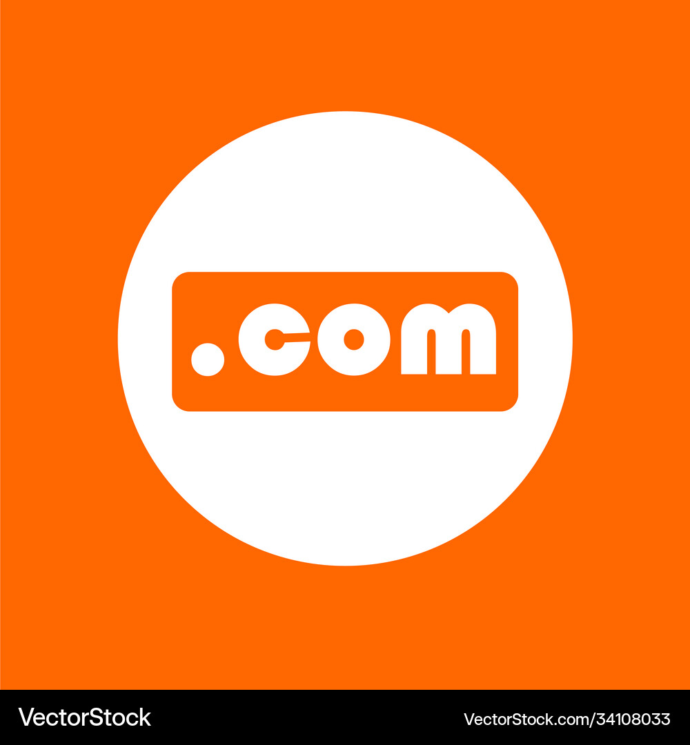 Dot com sign icon in white circle on a orange Vector Image