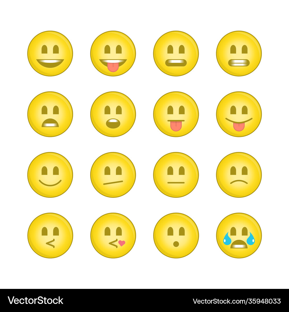 Emoticon smile icons set 6 Royalty Free Vector Image