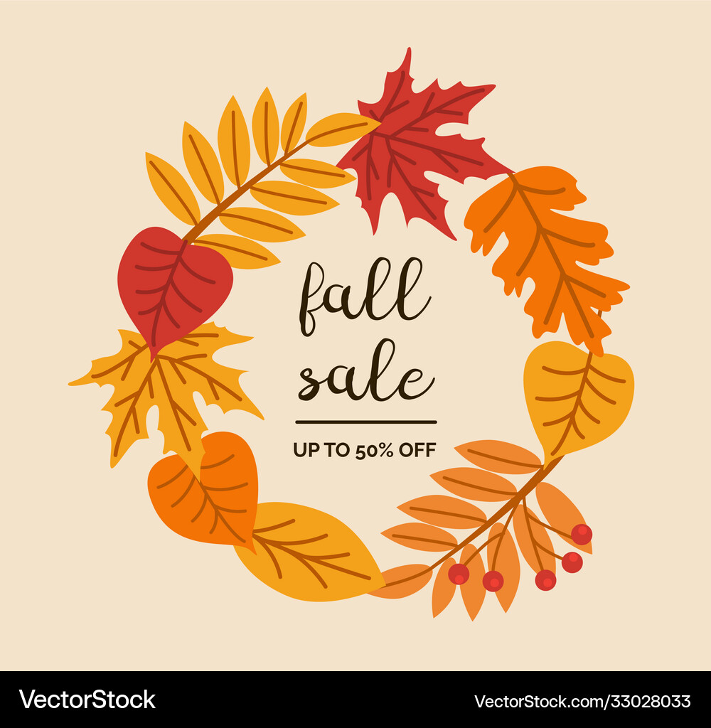 Fall sale calligraphic lettering autumn Royalty Free Vector
