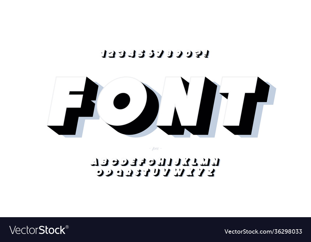 Font 3d Bold Style Modern Typography Royalty Free Vector