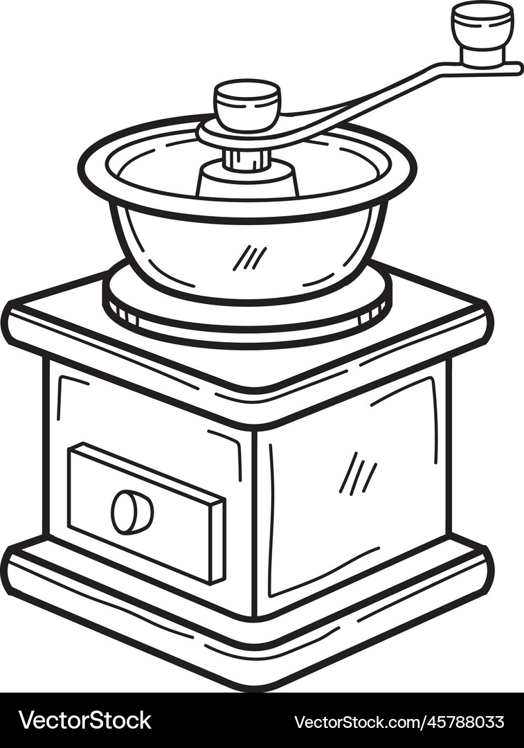Hand drawn manual coffee grinder with coffee Vector Image