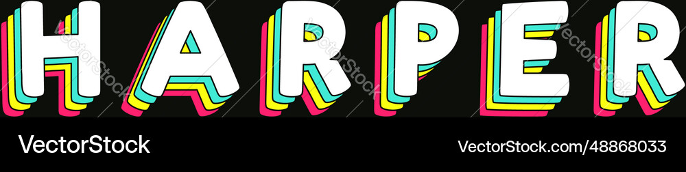 Harper - retro rainbow typography faded style Vector Image