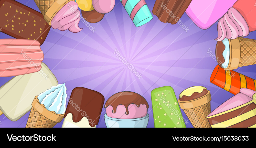 Ice cream banner horizontal cartoon style Vector Image