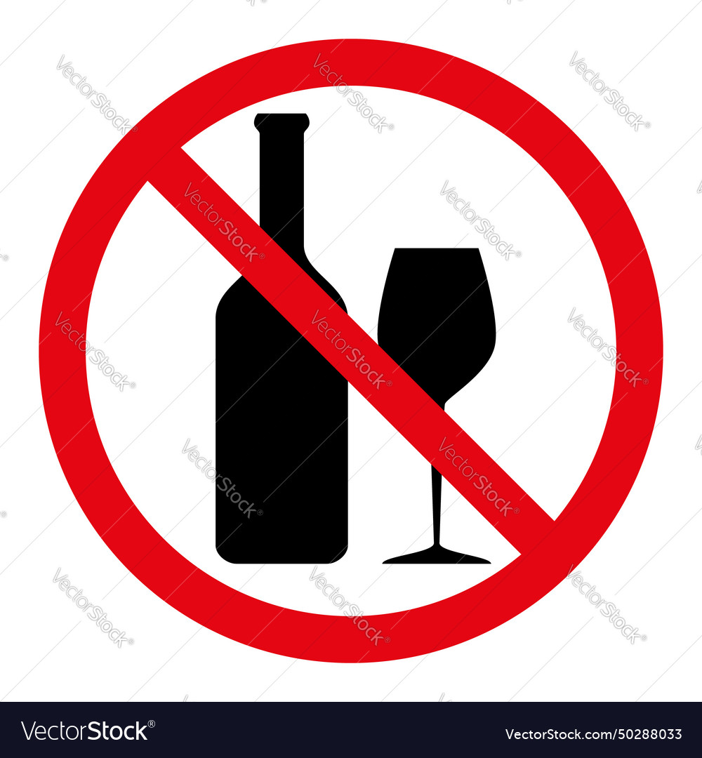 No alcohol symbol prohibitory sign red crossed Vector Image No alcohol symbol prohibitory sign red crossed Vector Image