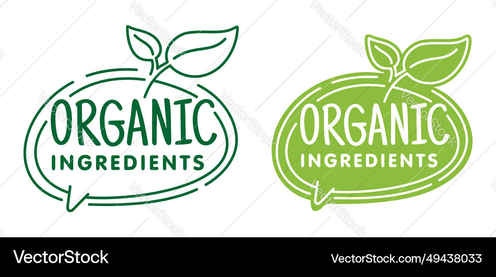 Organic ingredients stamp in bubble badge Vector Image