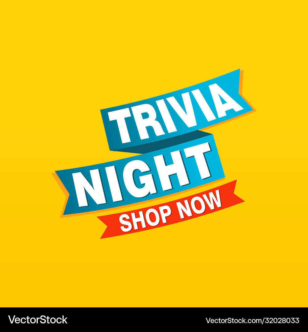 Trivia night labels banners ribbon design Vector Image