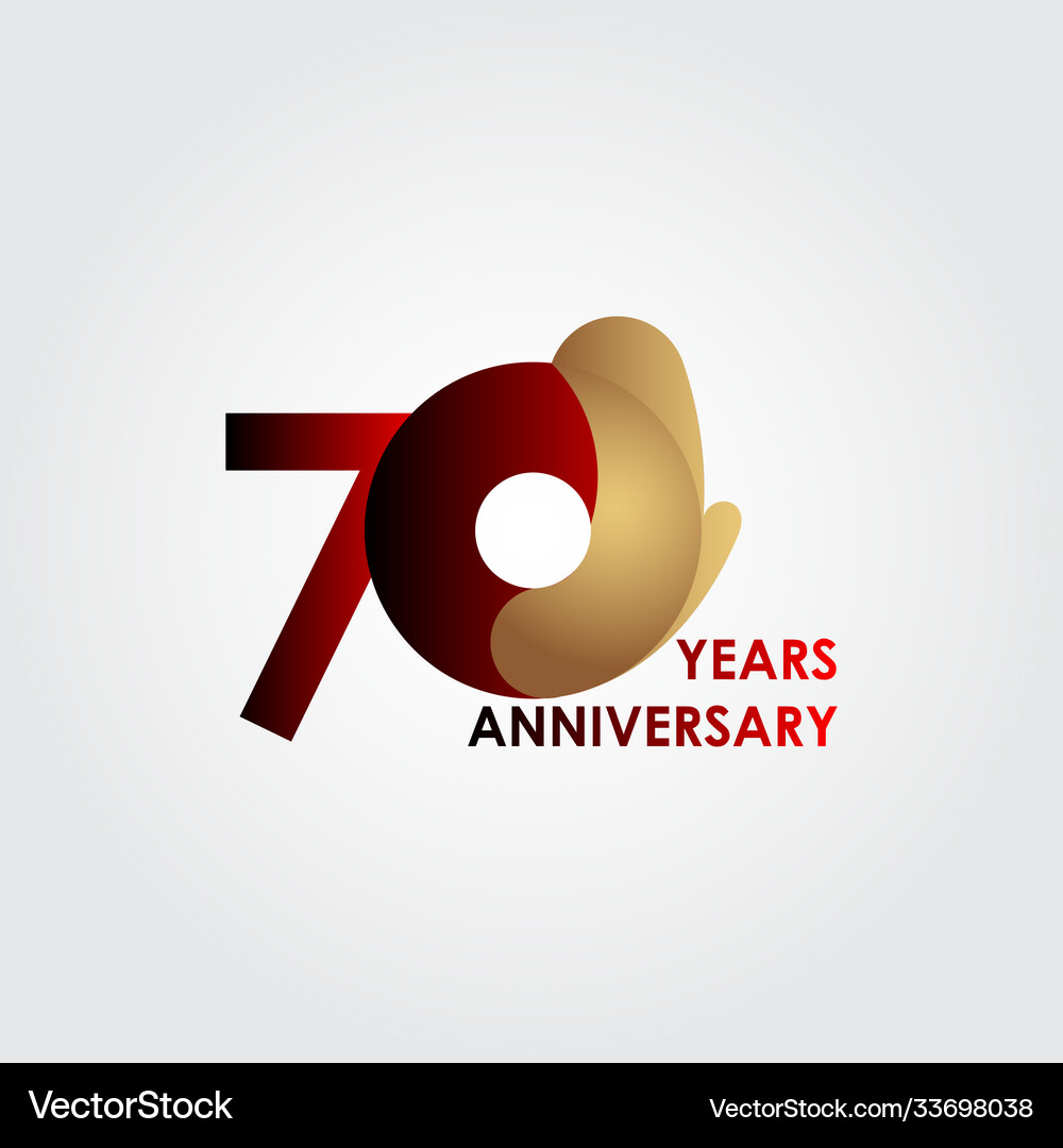 70 years anniversary celebration red gold Vector Image