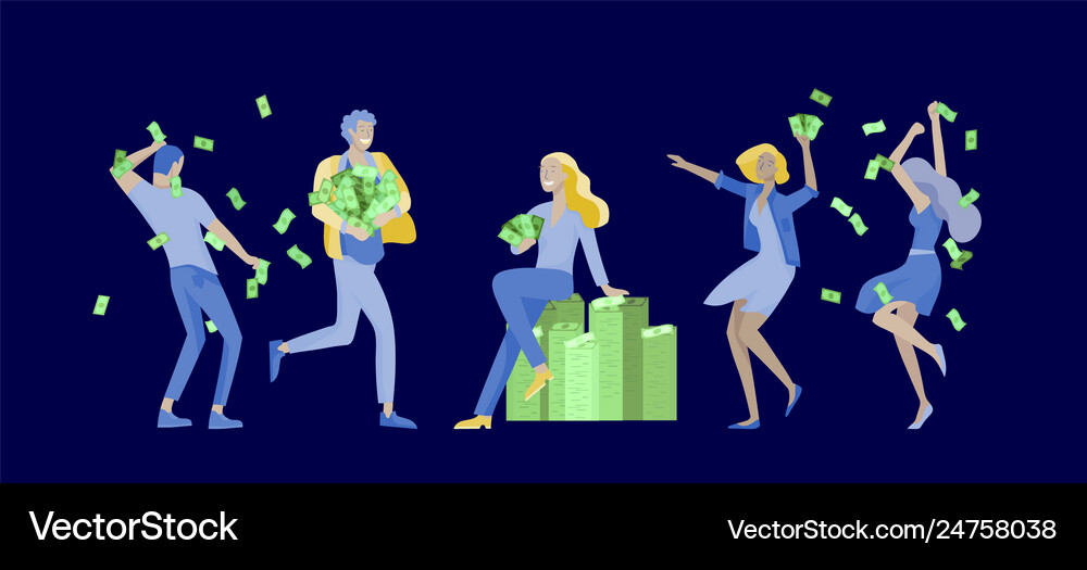Business people celebrating victory team Vector Image
