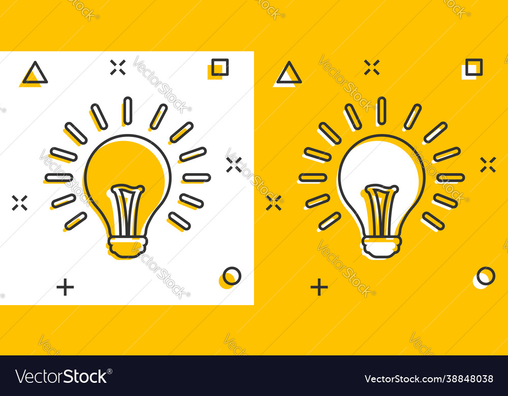Cartoon halogen lightbulb icon in comic style Vector Image Cartoon halogen lightbulb icon in comic style Vector Image