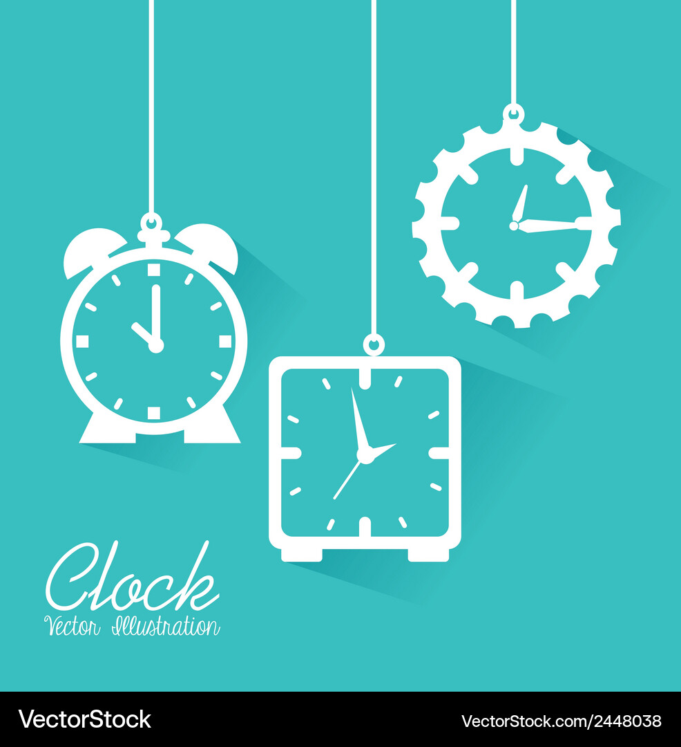 Clock design over blue background Royalty Free Vector Image