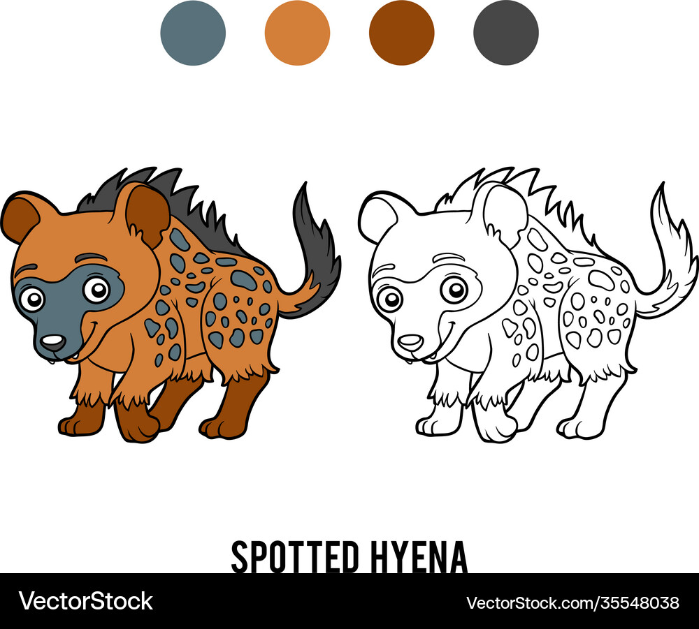 Coloring book spotted hyena Royalty Free Vector Image