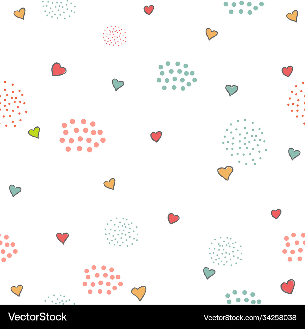Cute pattern with little hearts and dots on white Vector Image