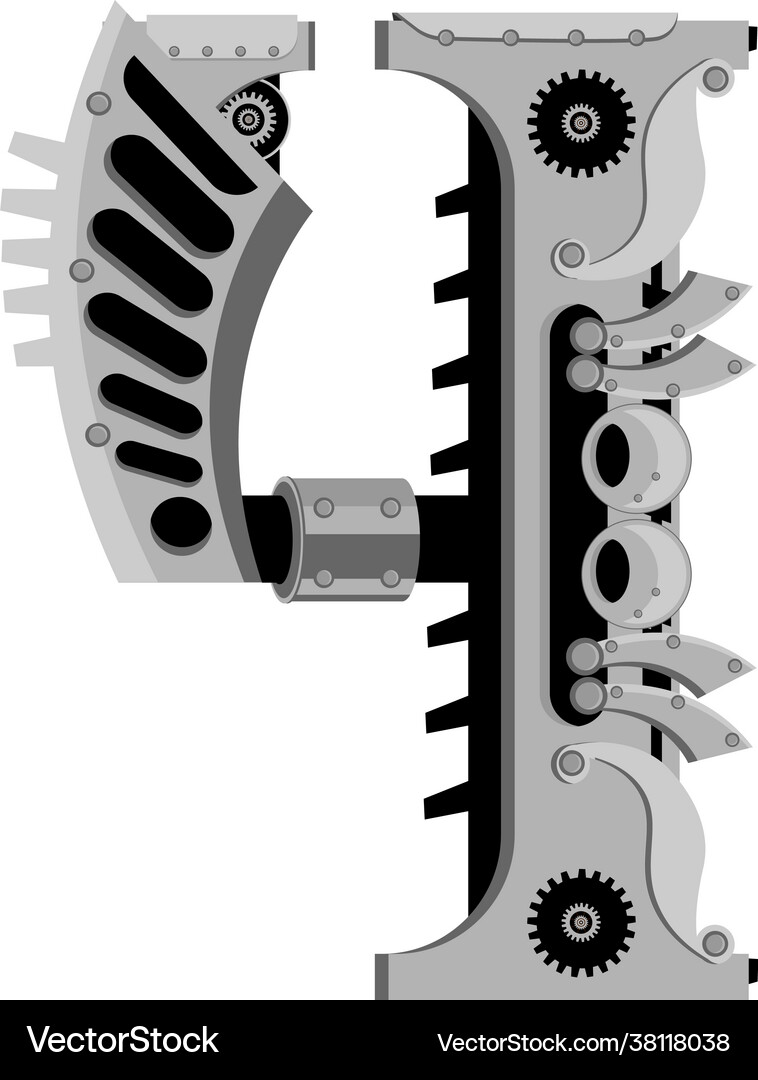 Digit is number 4 in metal style Royalty Free Vector Image