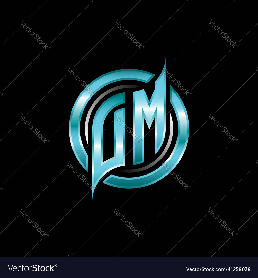 Dm initial monogram logo circle rounded Royalty Free Vector