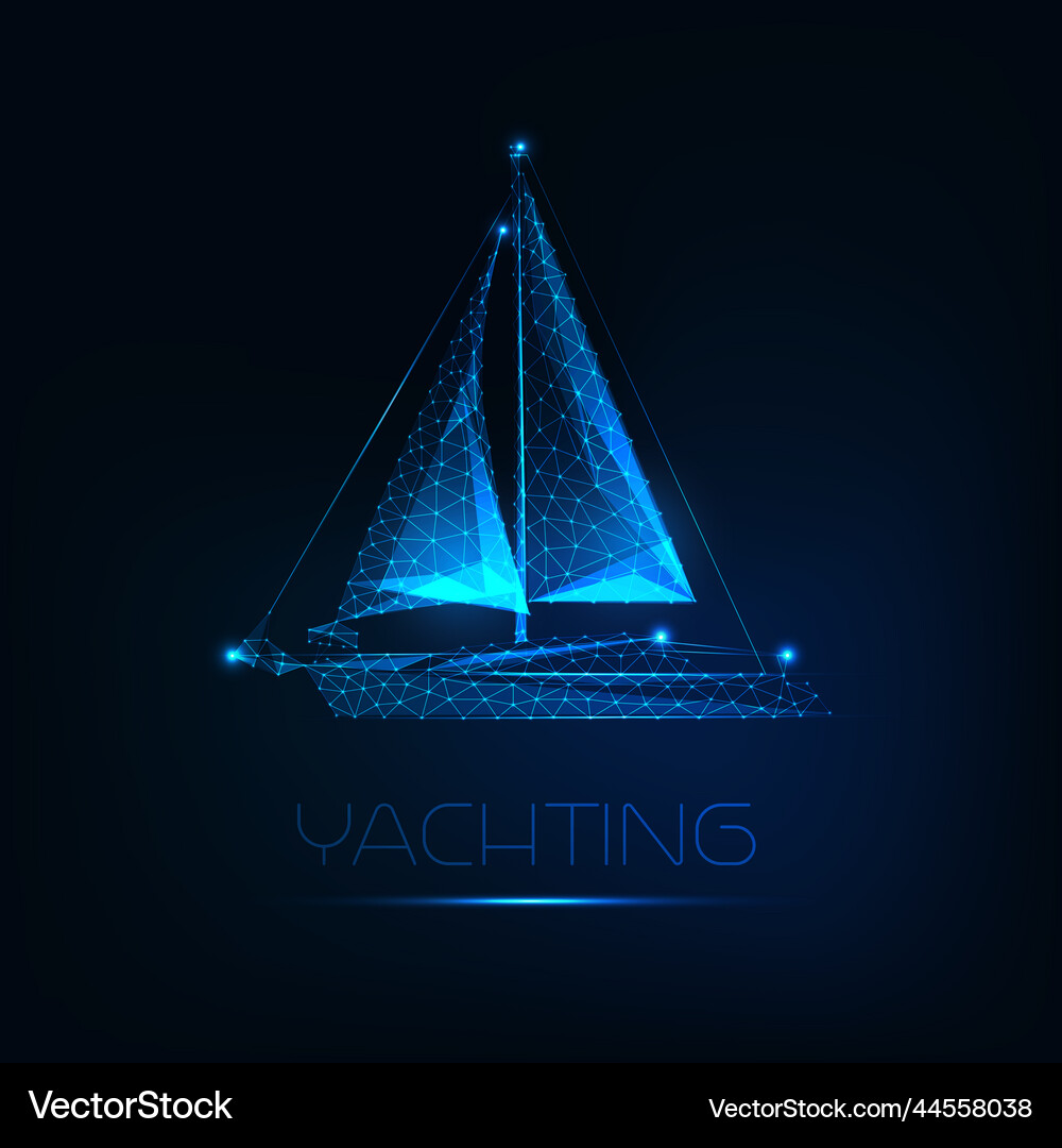 Futuristic glowing low polygonal yacht boat Vector Image
