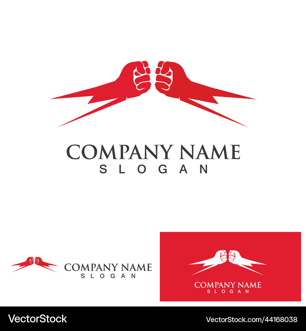 Hand strong logo template icon business Royalty Free Vector