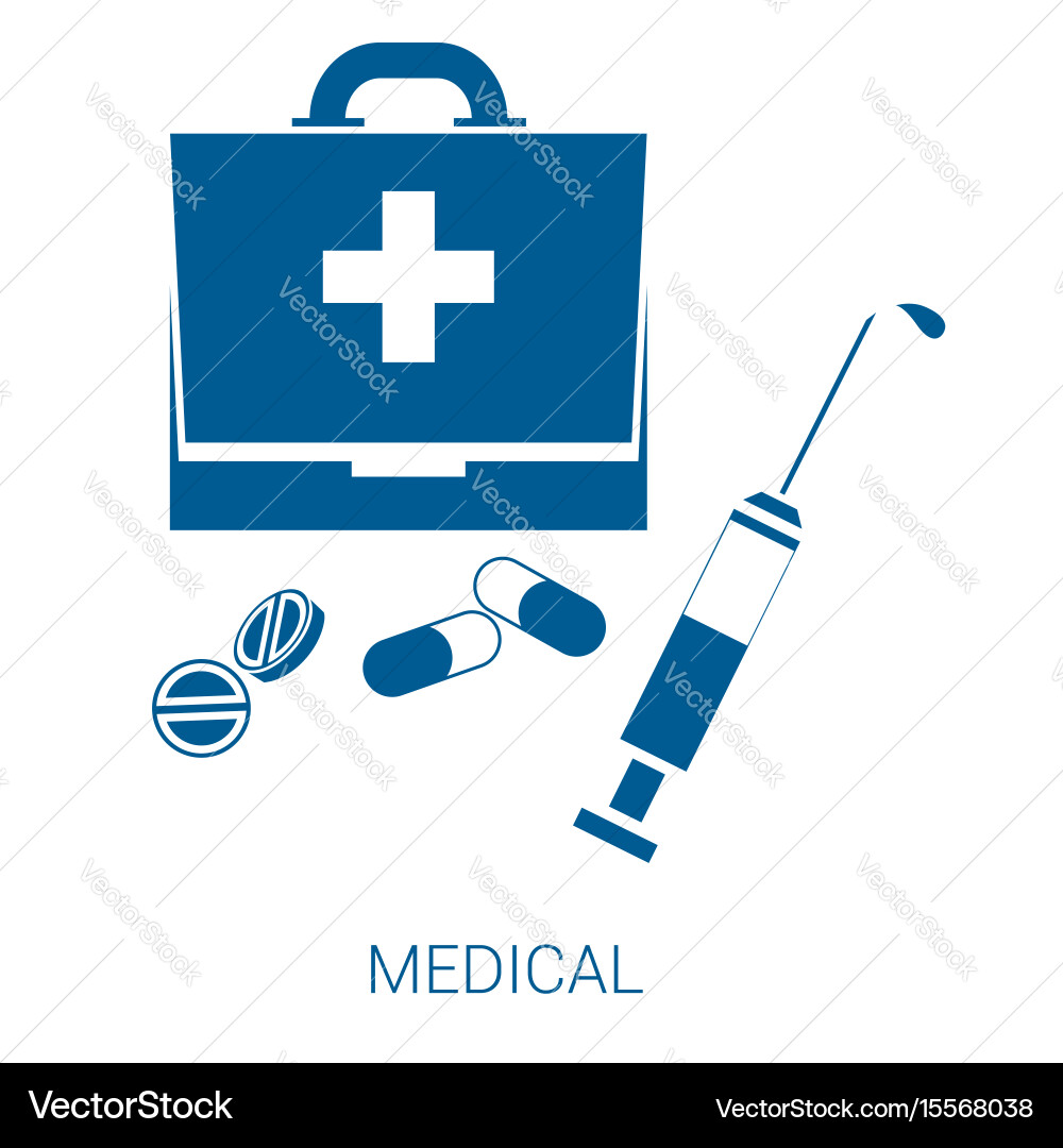 Medical blue flat icon on white background Vector Image
