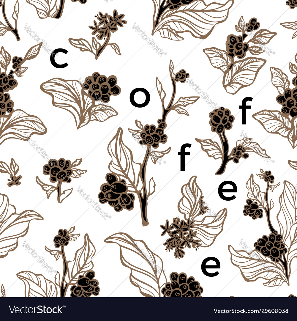 Pattern coffee text Royalty Free Vector Image - VectorStock